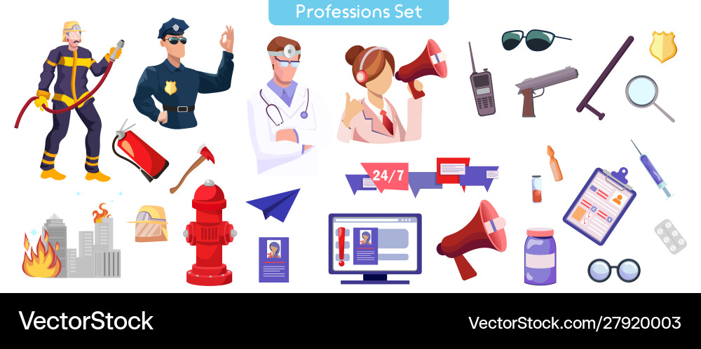 Different professions flat Royalty Free Vector Image