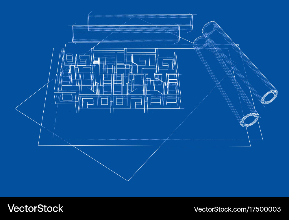 Drawings with floor model Royalty Free Vector Image