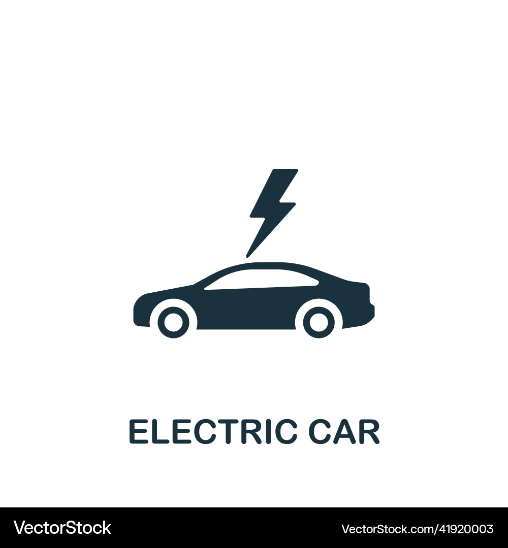 Electric car icon monochrome simple Royalty Free Vector