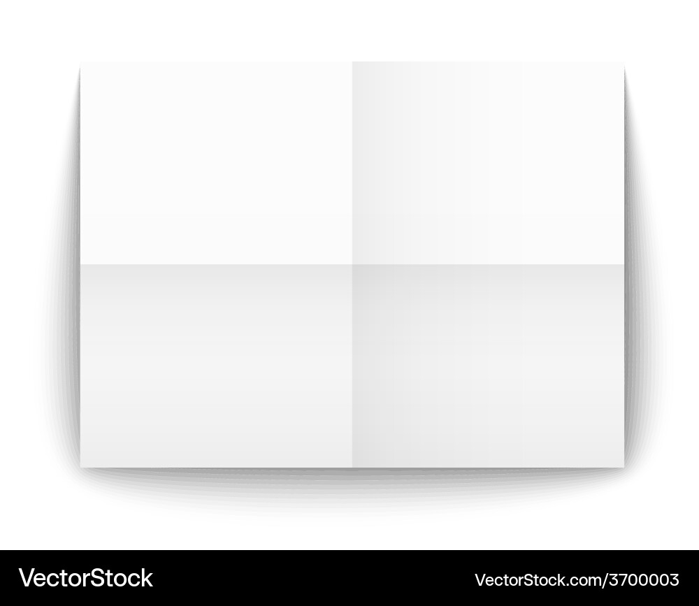 Empty white sheet of paper folded in fourfold Vector Image