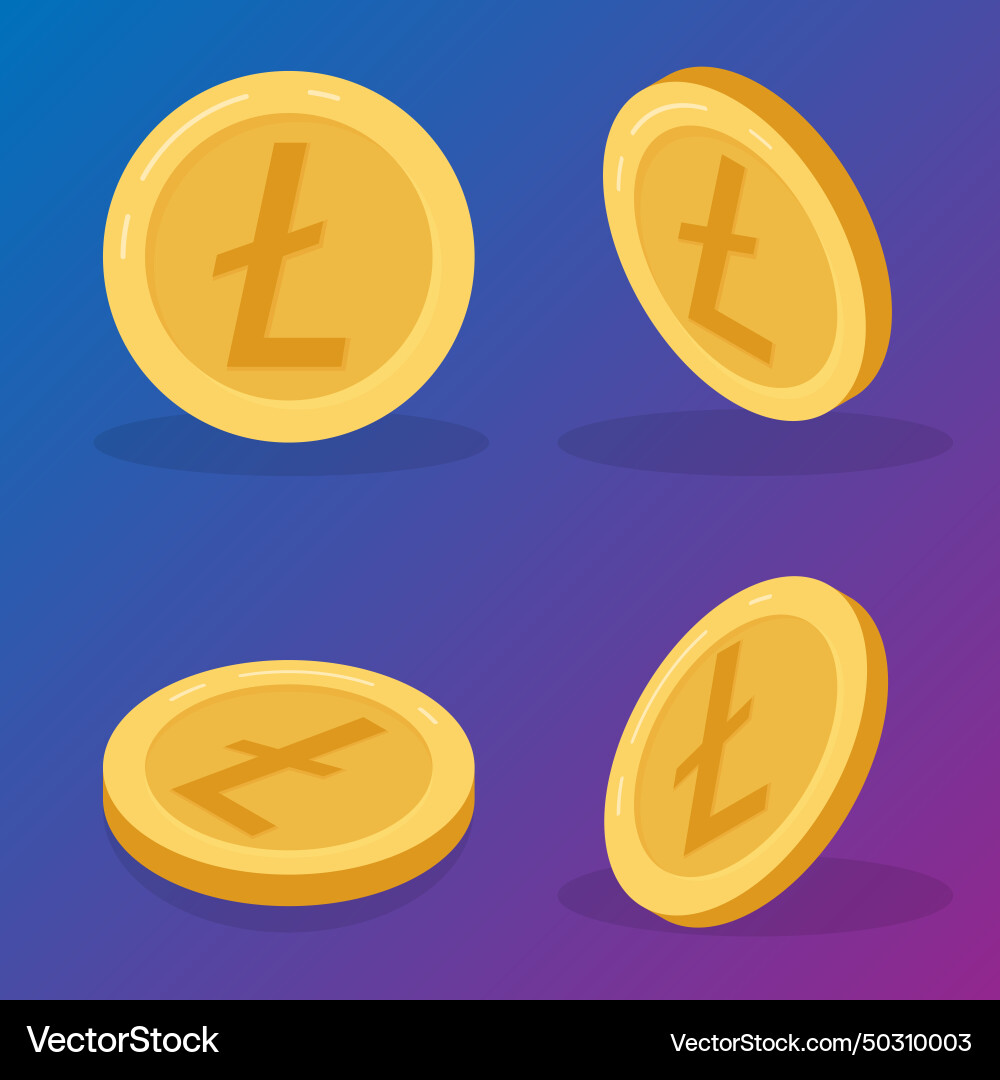 Gold coin with litecoin symbol Royalty Free Vector Image