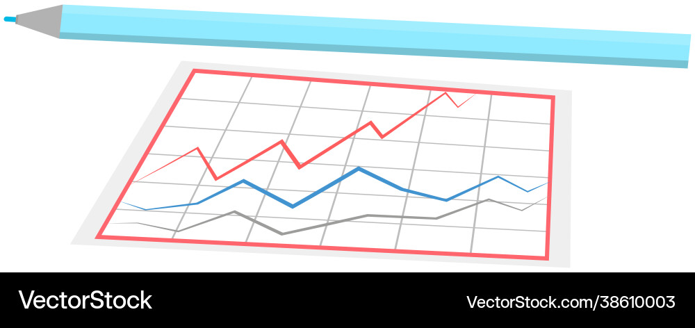 Graph paper with pencil business statistics Vector Image