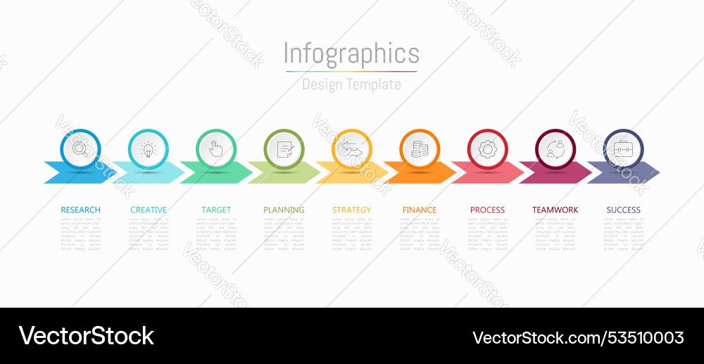 Infographic 9 options design elements Royalty Free Vector