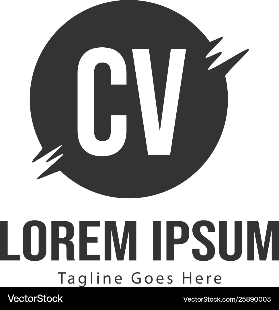 Initial cv logo template with modern frame Vector Image