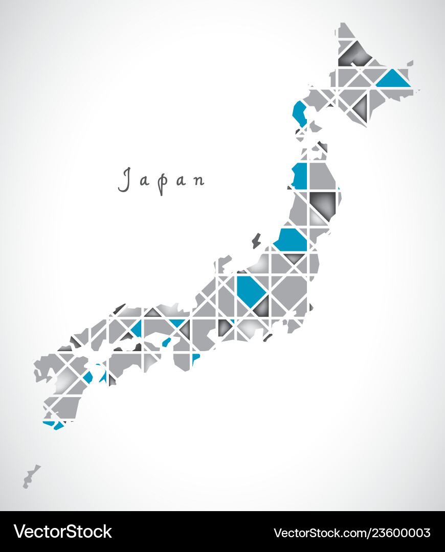 Japan map crystal diamond style artwork Royalty Free Vector