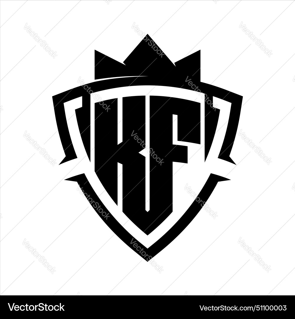 Kf letter bold monogram triangle curve shield Vector Image