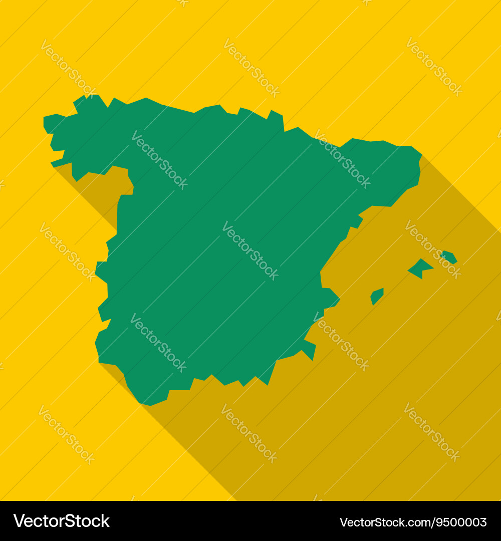 Map of spain icon flat style Royalty Free Vector Image