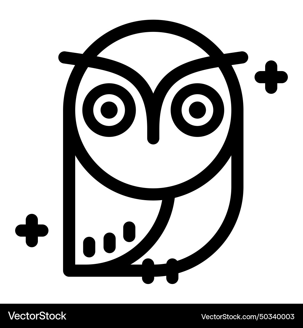 Owl flat icon isolated on white background Vector Image