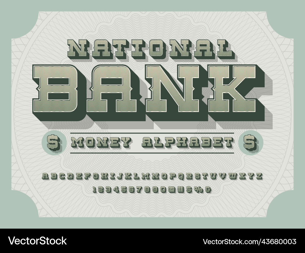 Retro Money Alphabet Font Royalty Free Vector Image