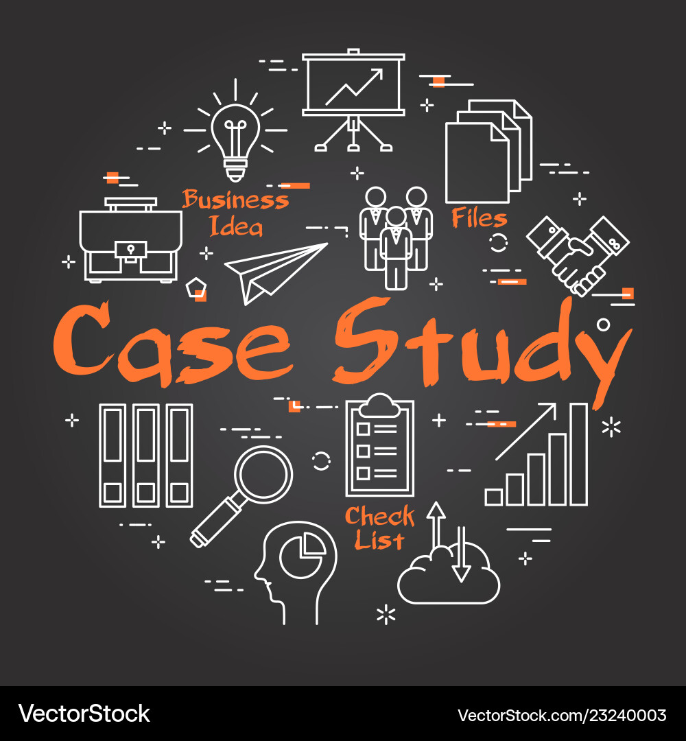 Round Case Study Concept on Chalkboard Royalty Free Vector