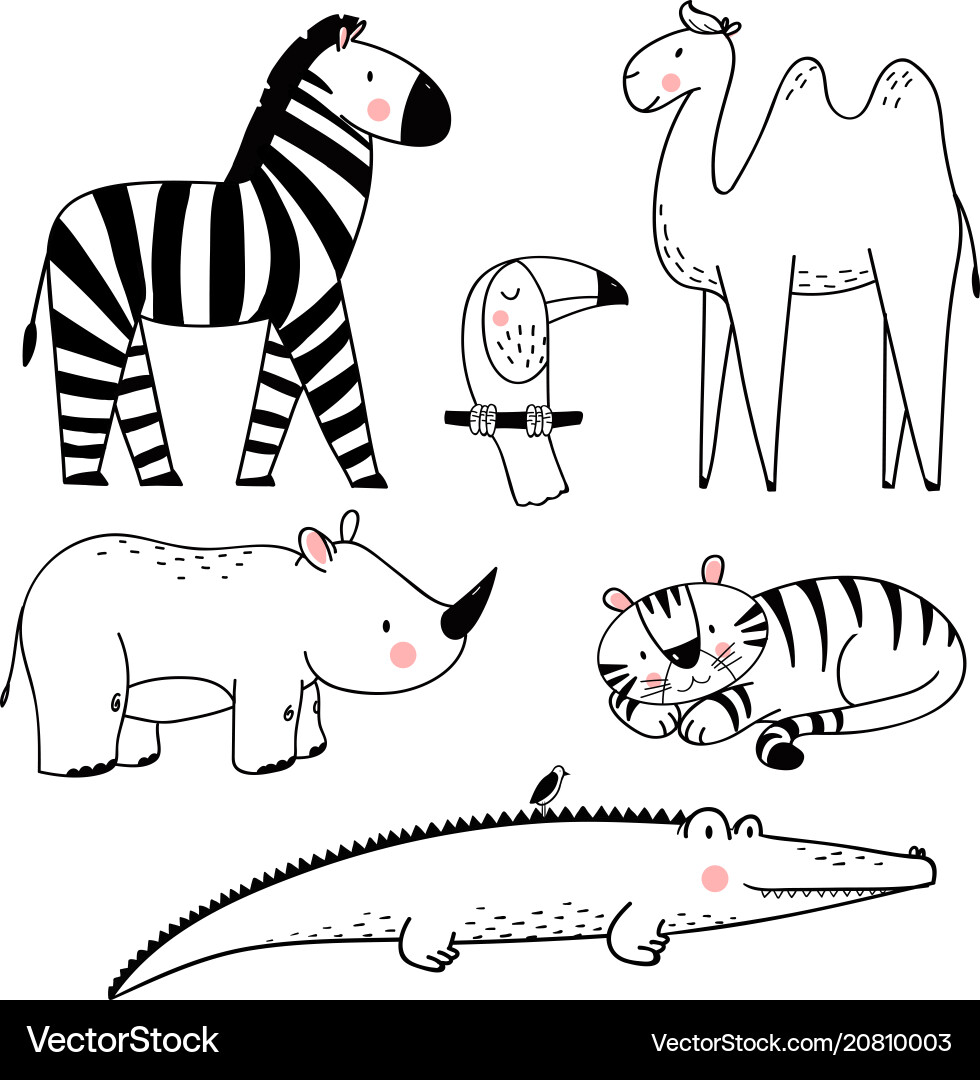 Safari animals set Royalty Free Vector Image - VectorStock
