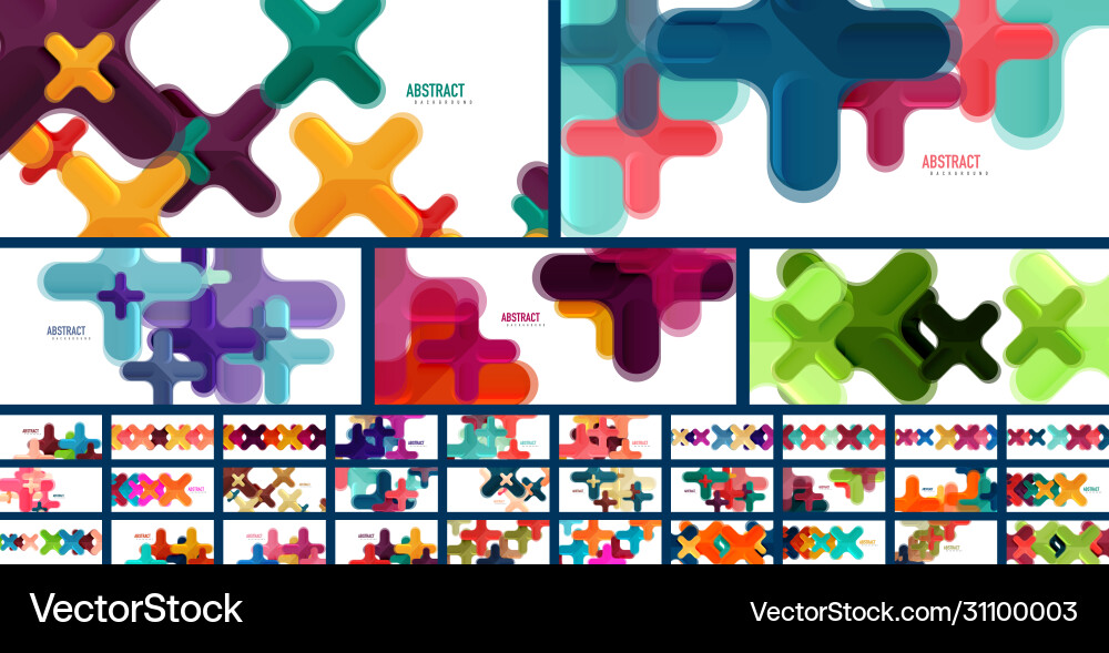 Set glossy multicolored plastic style cross Vector Image