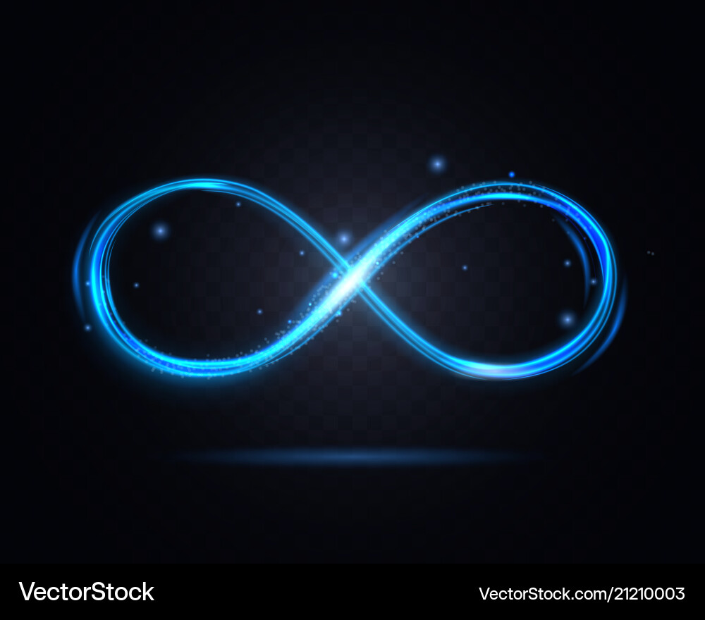 Shiny infinity symbol on a dark transparent Vector Image