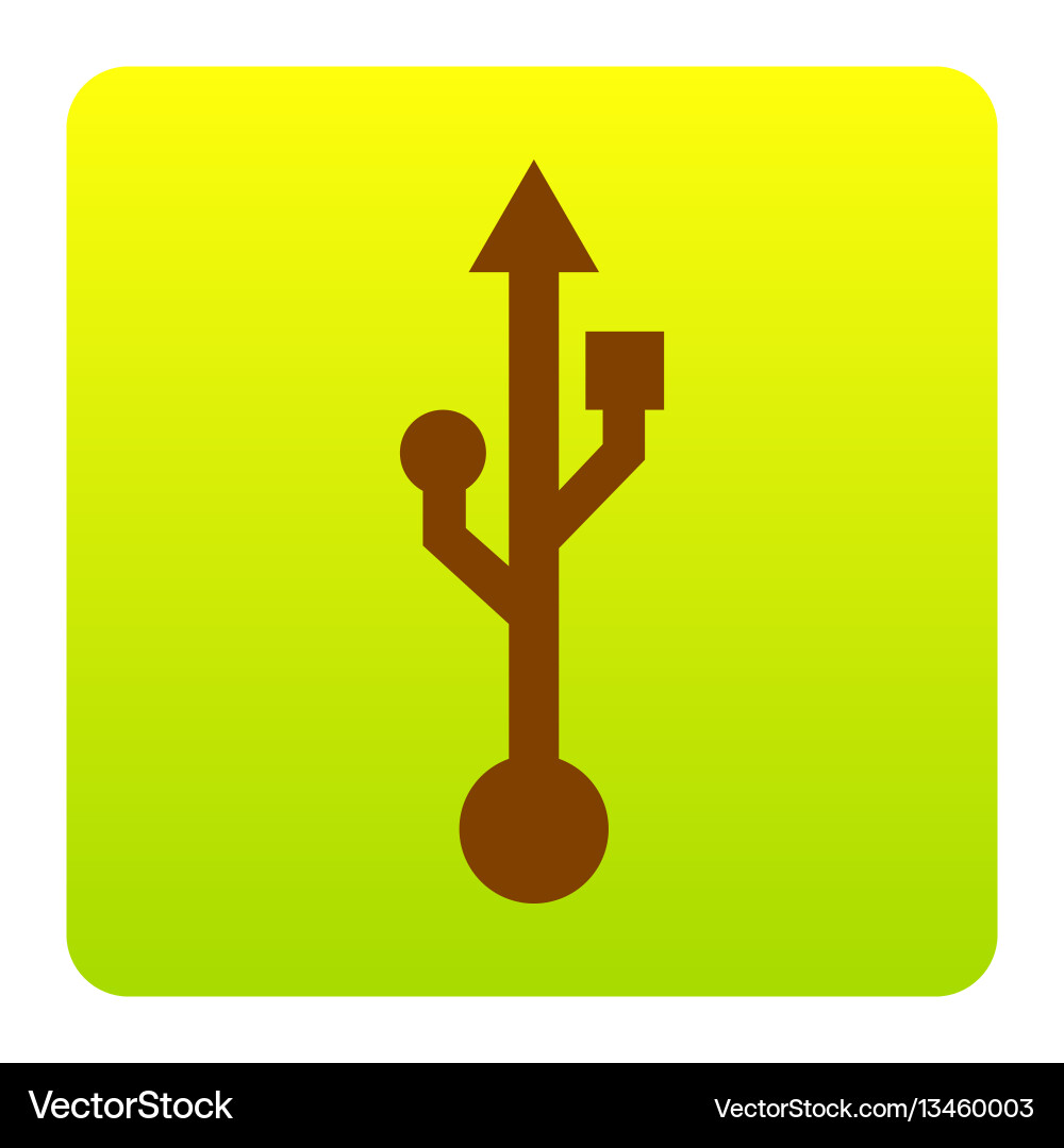Usb sign brown icon at green Royalty Free Vector Image