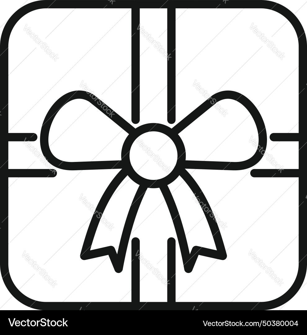 Bow gift box icon outline shop prize Royalty Free Vector