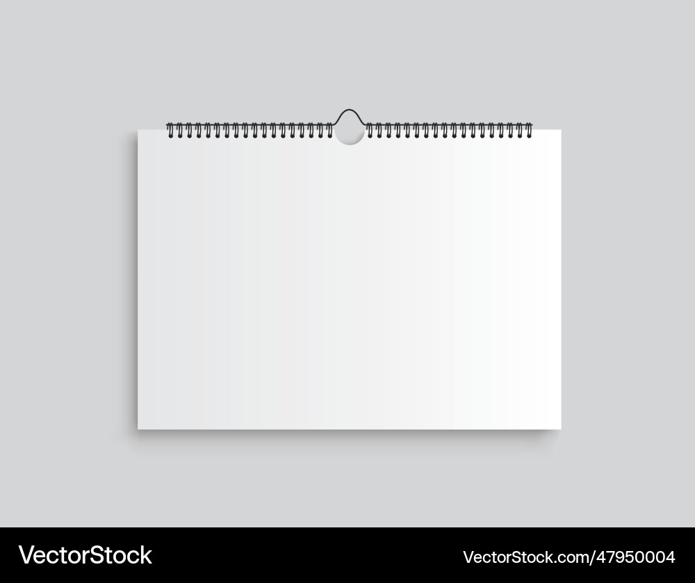 Calendar mockup hangs on the wall front Royalty Free Vector