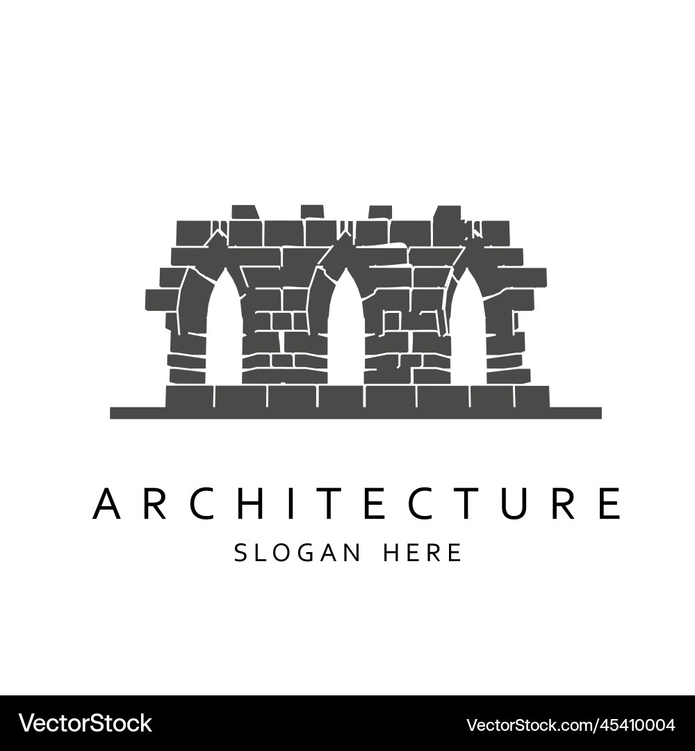 Castle wall logo tower and security symbol Vector Image