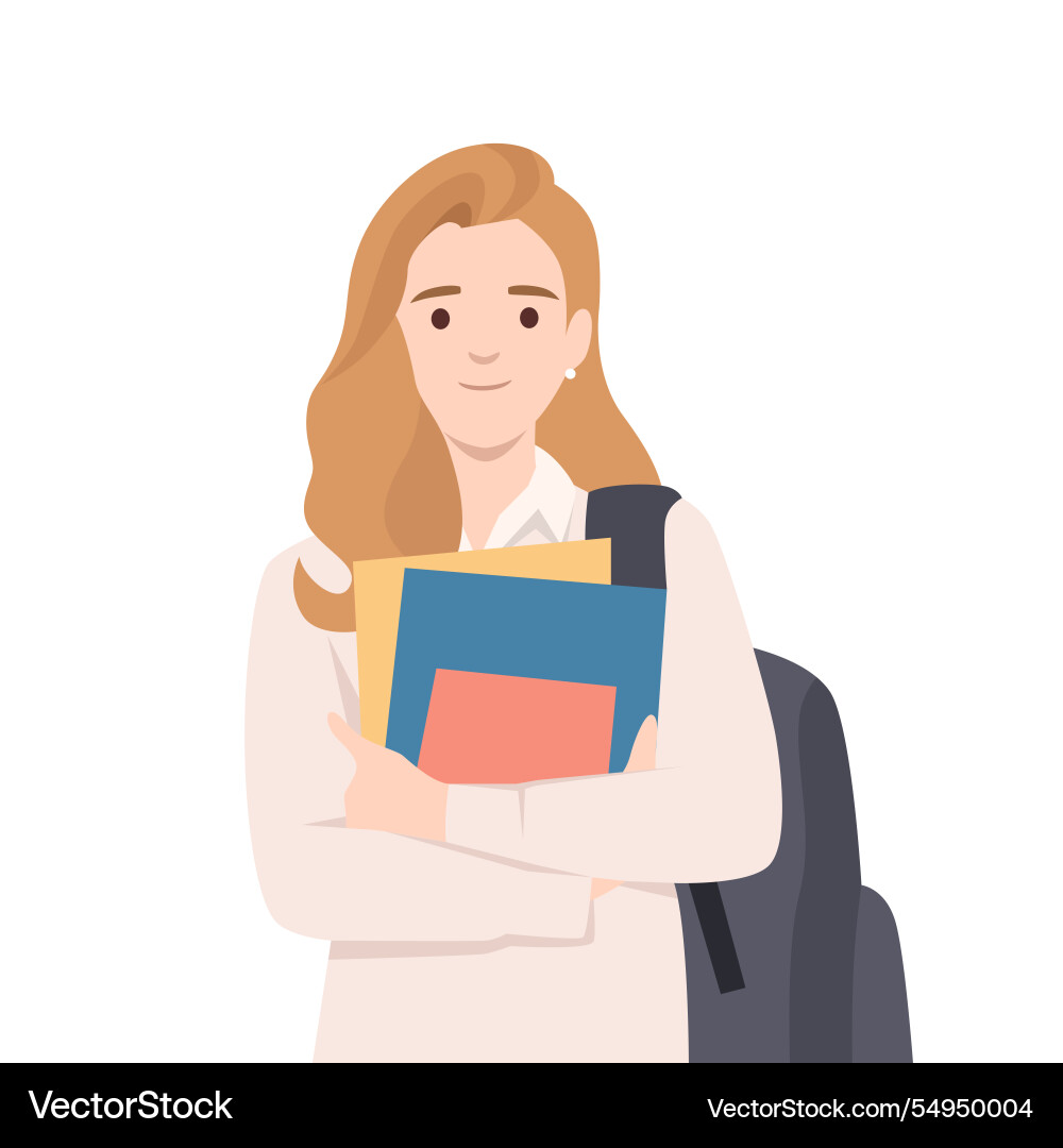 College Student Holding Books Royalty Free Vector Image