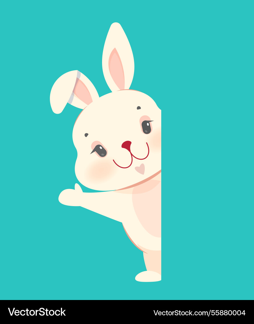 Cute bunny peeking out Royalty Free Vector Image