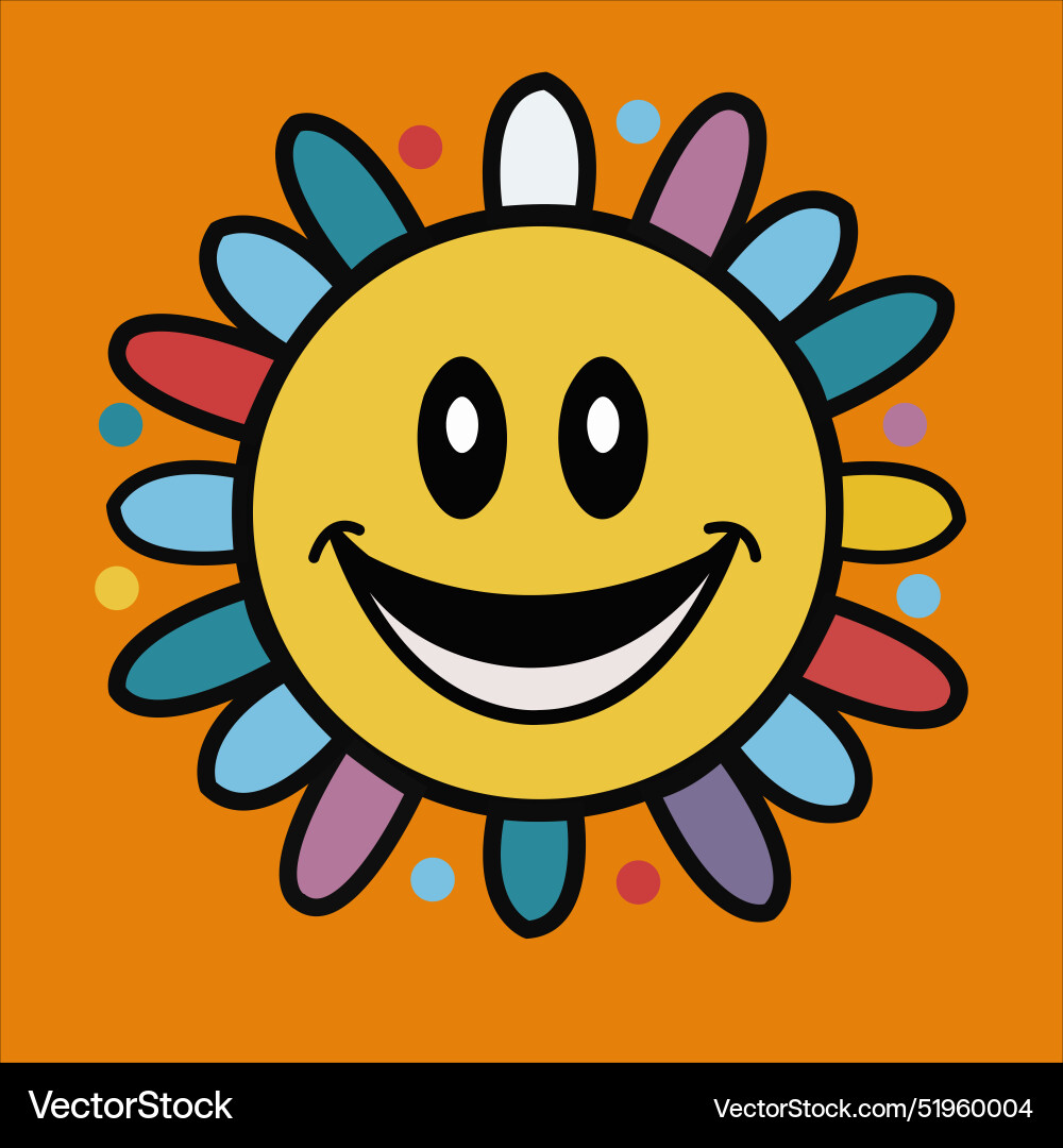 Cute smiling sun face flat design Royalty Free Vector Image