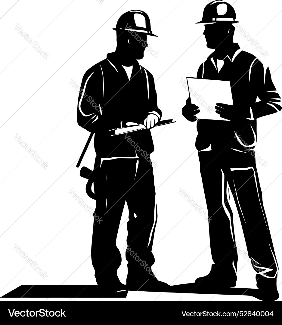 Engineering partners duo holding blueprint symbol Vector Image