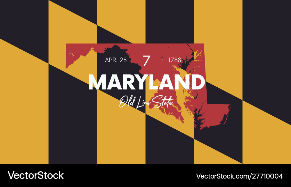 Maryland State Map - Old Line State Royalty Free Vector