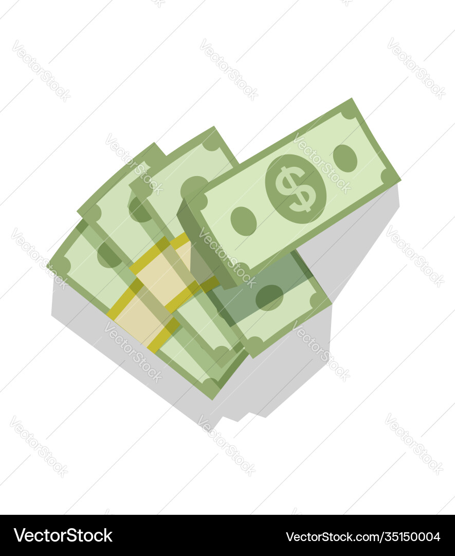 Money stack top view flat cartoon Royalty Free Vector Image