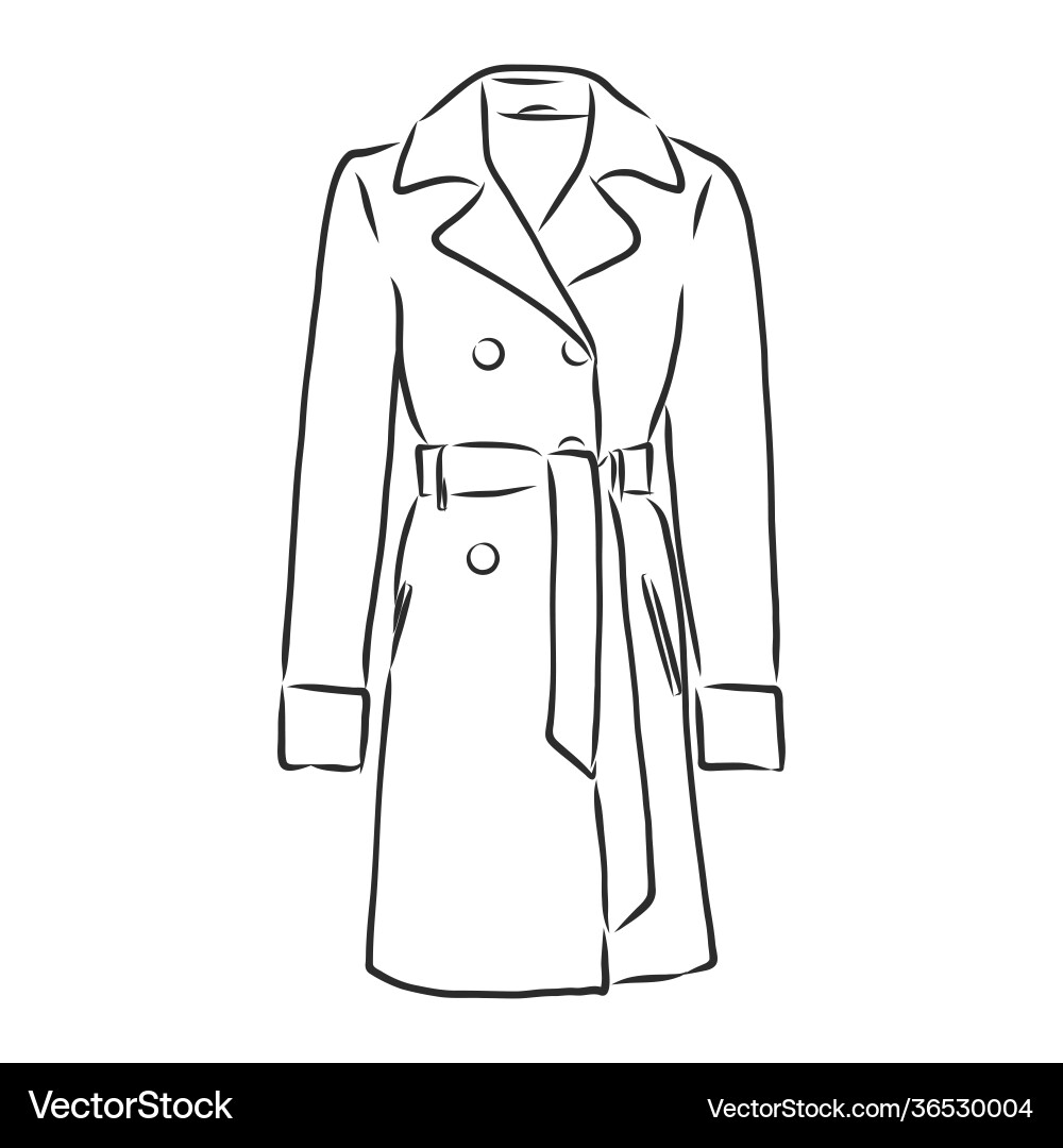 Raincoat monochrome sketch hand drawing black Vector Image