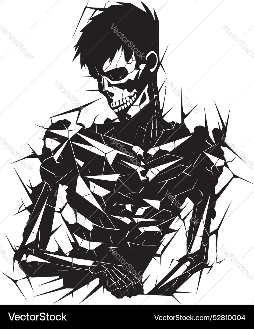 Split spine skeleton symbol fragmented fusion Vector Image