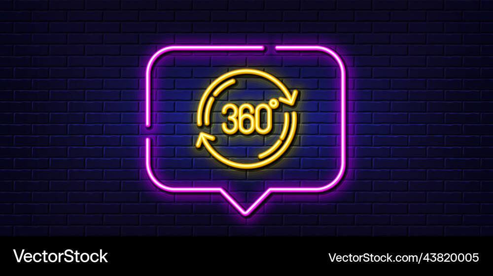 360 degree line icon full rotation sign vr Vector Image
