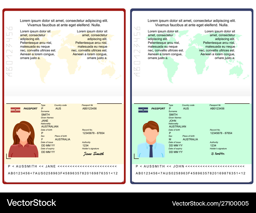 Blank open international passport template Vector Image