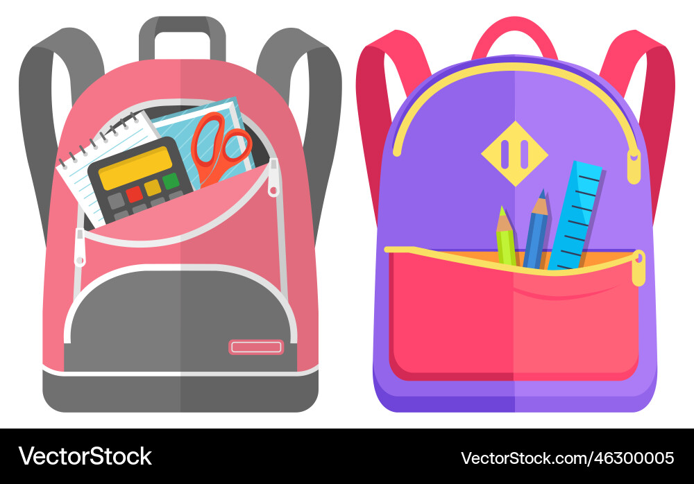 Colored school backpack back Royalty Free Vector Image