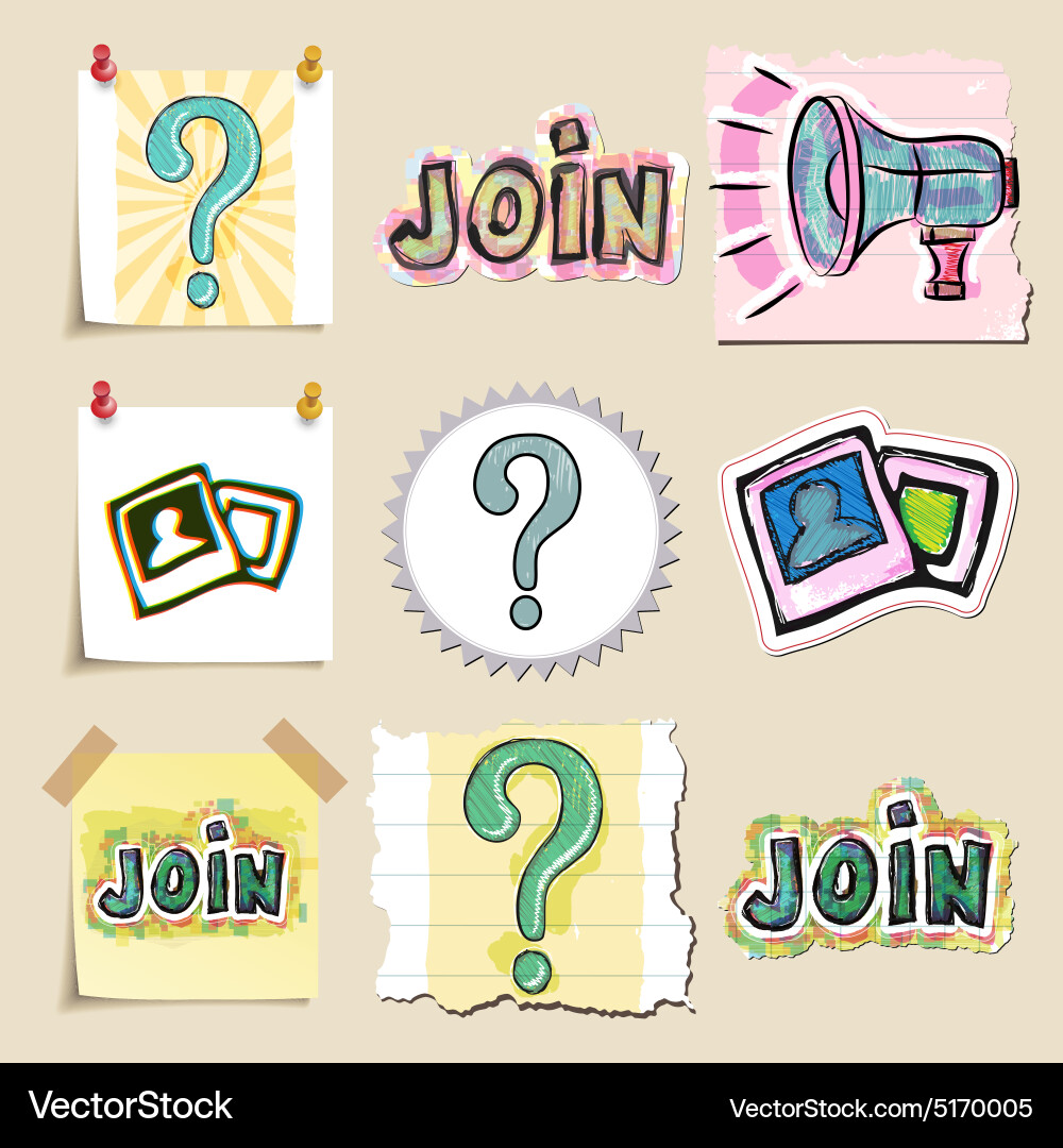 Communication icons set hand drawn and isolated Vector Image
