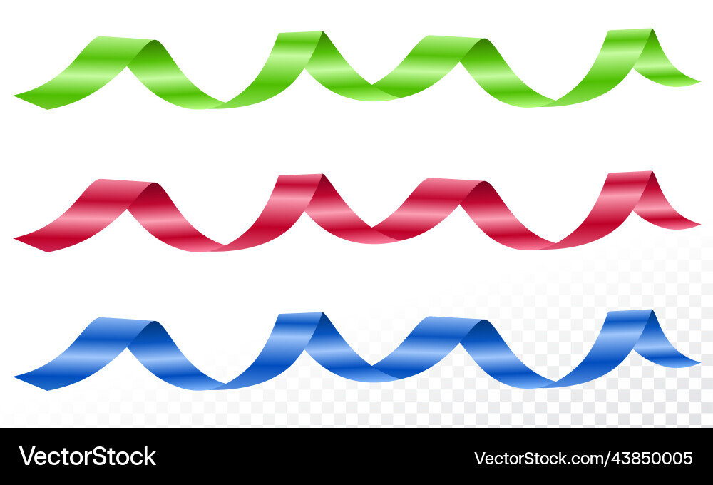 Curly ribbon serpentine confetti on transparent Vector Image