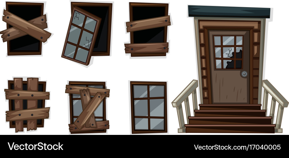Different shapes of broken windows Royalty Free Vector Image