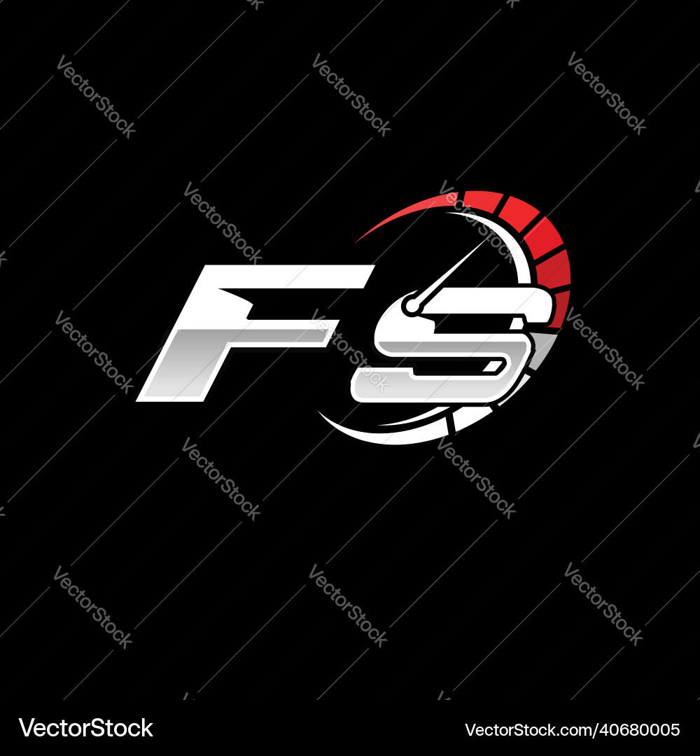 Fs logo letter speed meter racing style Royalty Free Vector