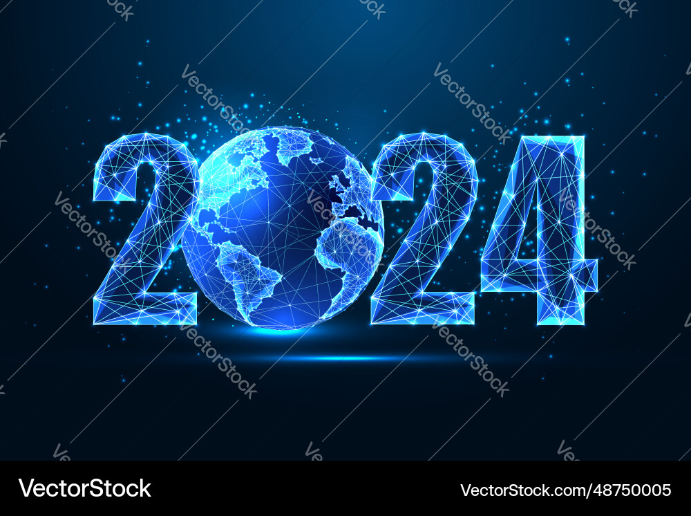 Futuristic 2024 new year digital web banner Vector Image