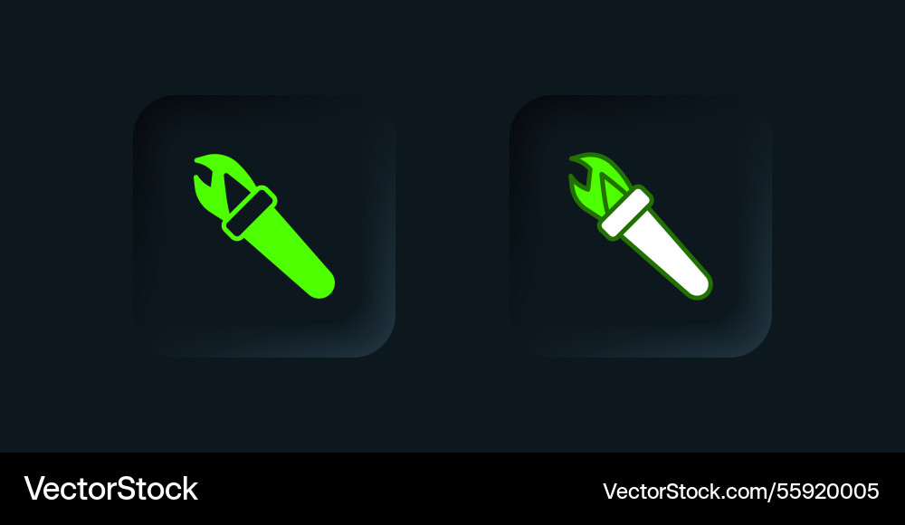 Green torch flame icon isolated on black Vector Image