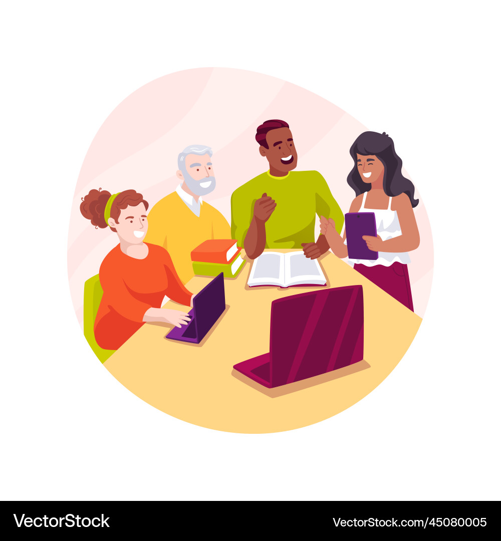 Group peer tutoring isolated cartoon Royalty Free Vector