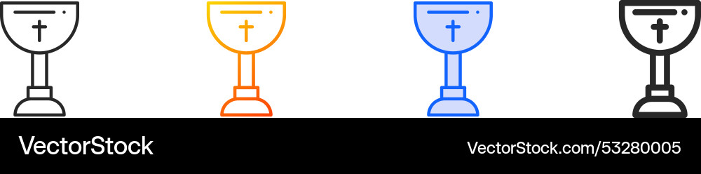 Holy chalice iconthin linear gradient blue stroke Vector Image