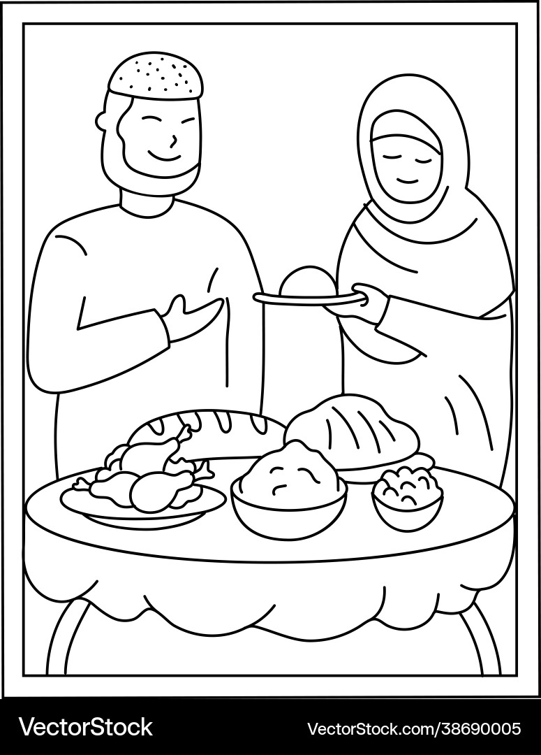Iftar food drawing Royalty Free Vector Image - VectorStock