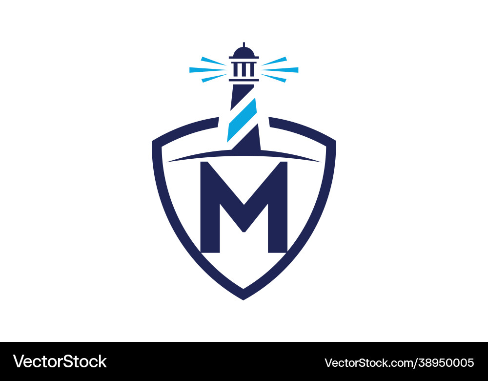 Initial m monogram alphabet in a shield Royalty Free Vector