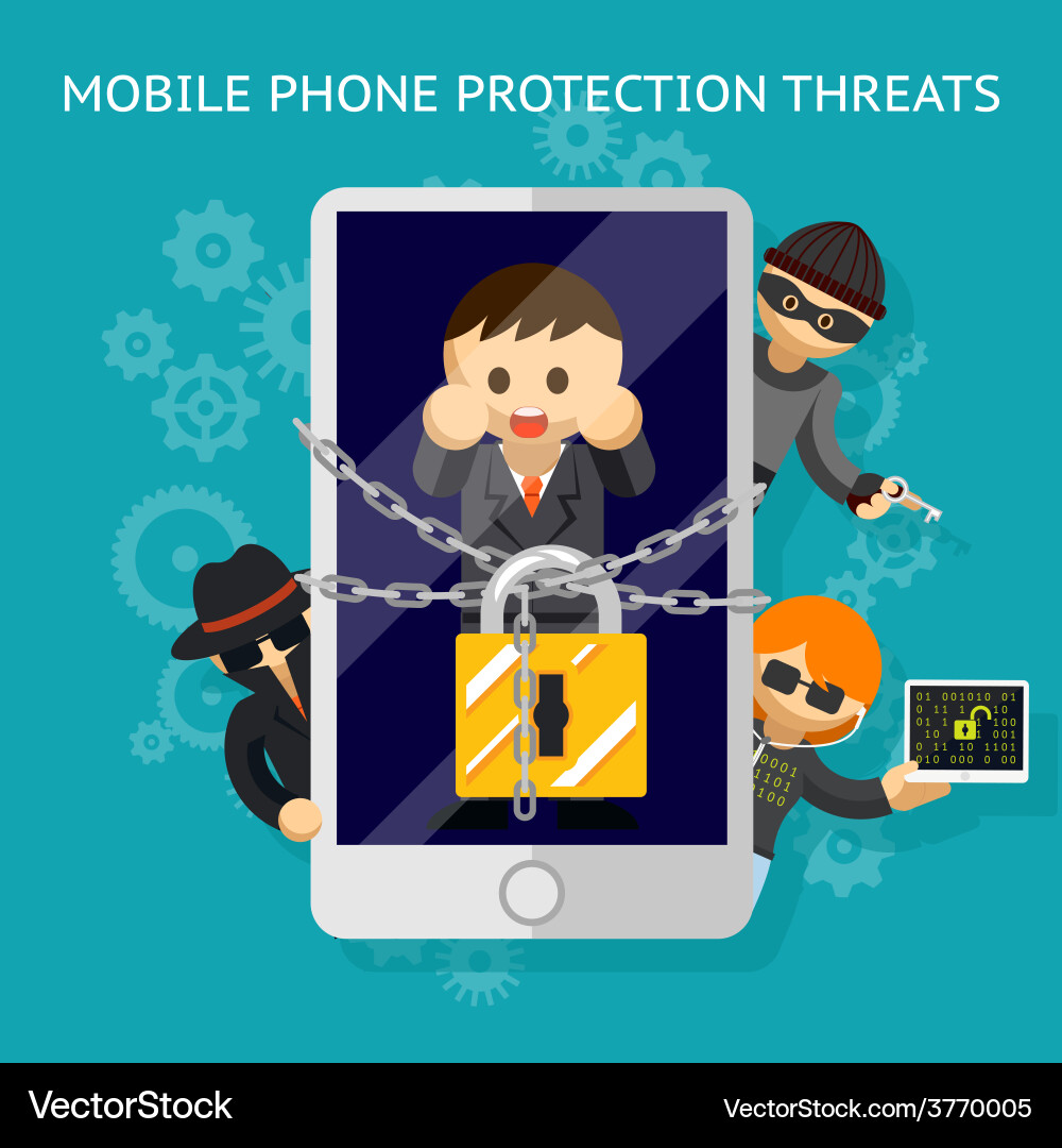 Mobile phone protection threats security against Vector Image