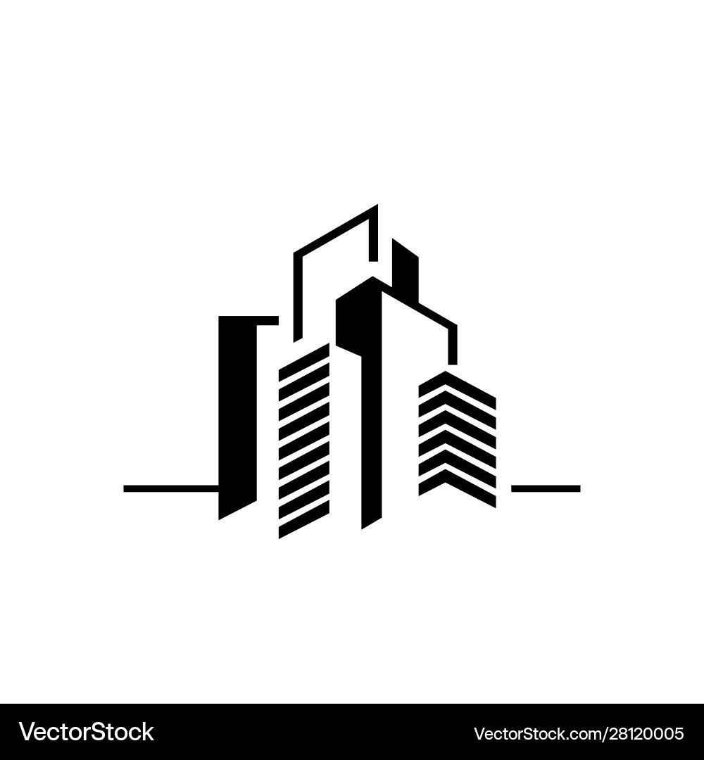 Modern creative simple square line art building Vector Image