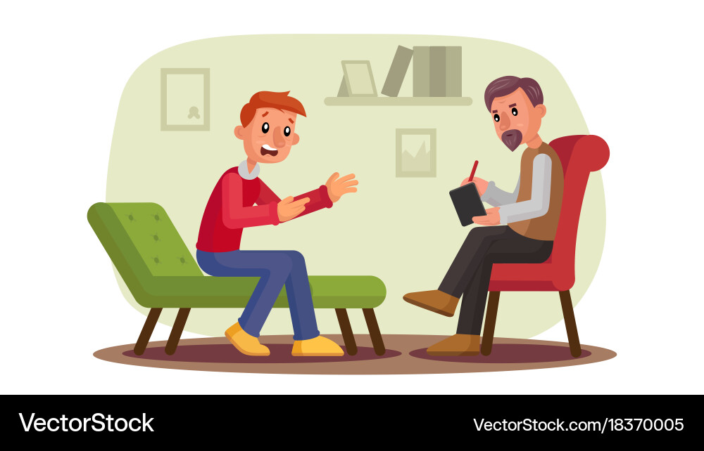 Psychologist man patient talking Royalty Free Vector Image