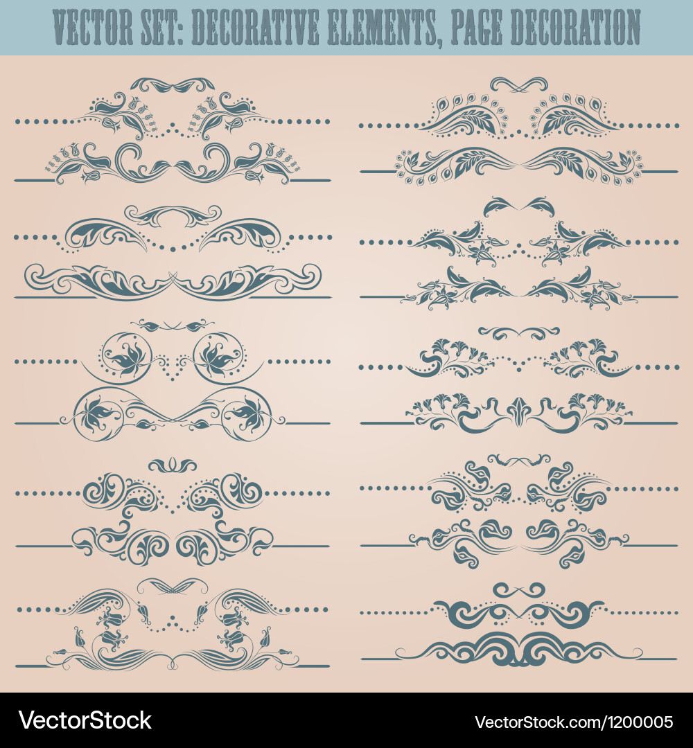 Set floral decorative elements Royalty Free Vector Image