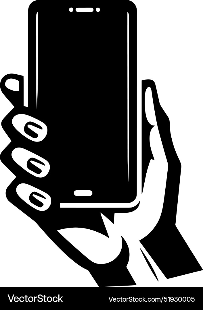 Smartphone mobile on hand silhouette isolated Vector Image