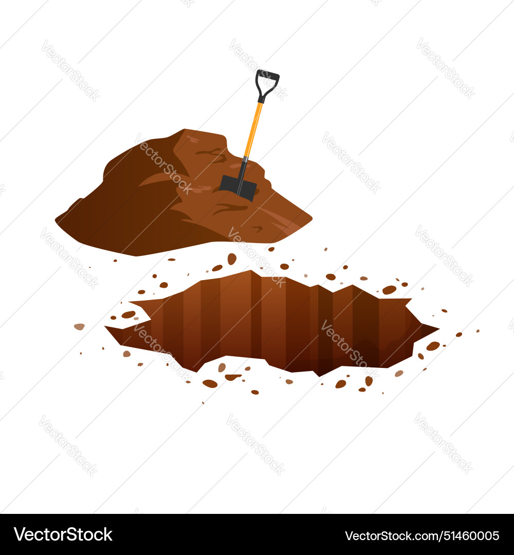 Soil pit and pile cartoon icon Royalty Free Vector Image