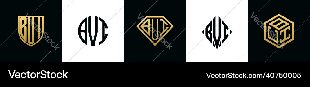 Ursprüngliche Buchstaben bvi Logo Designs Bündel
