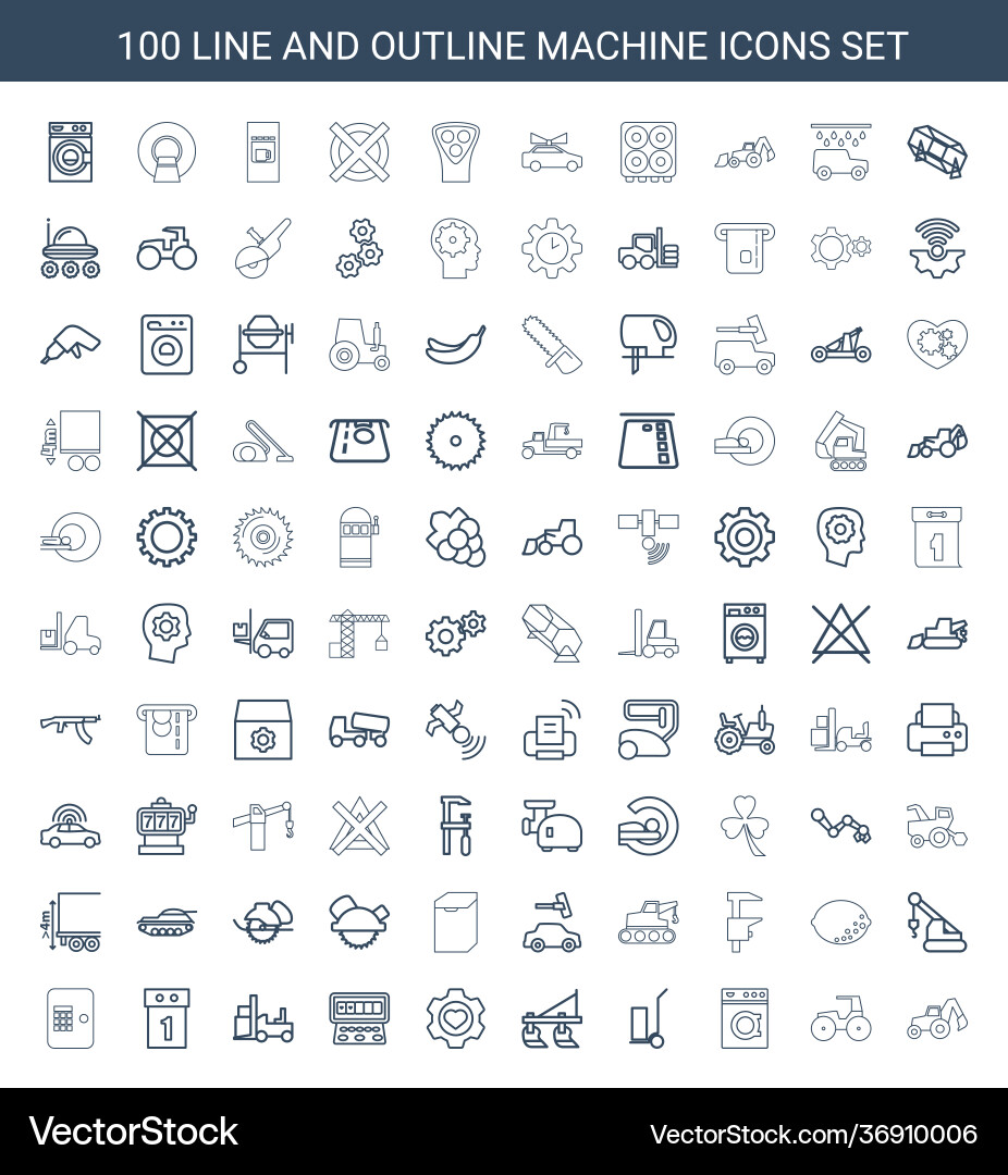 100 machine icons Royalty Free Vector Image - VectorStock